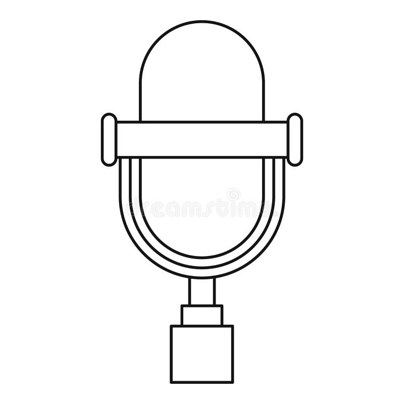 Vintage Microphone Icon, Outline Style Stock Vector - Illustration of ...