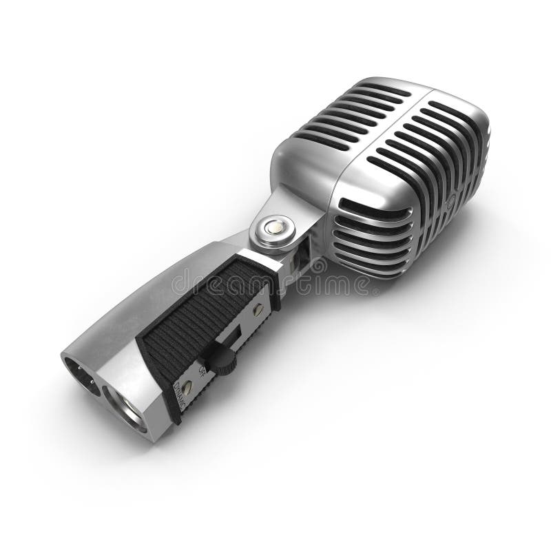 Vintage Microphone Isolated on White. Side View. 3D Illustration Stock ...