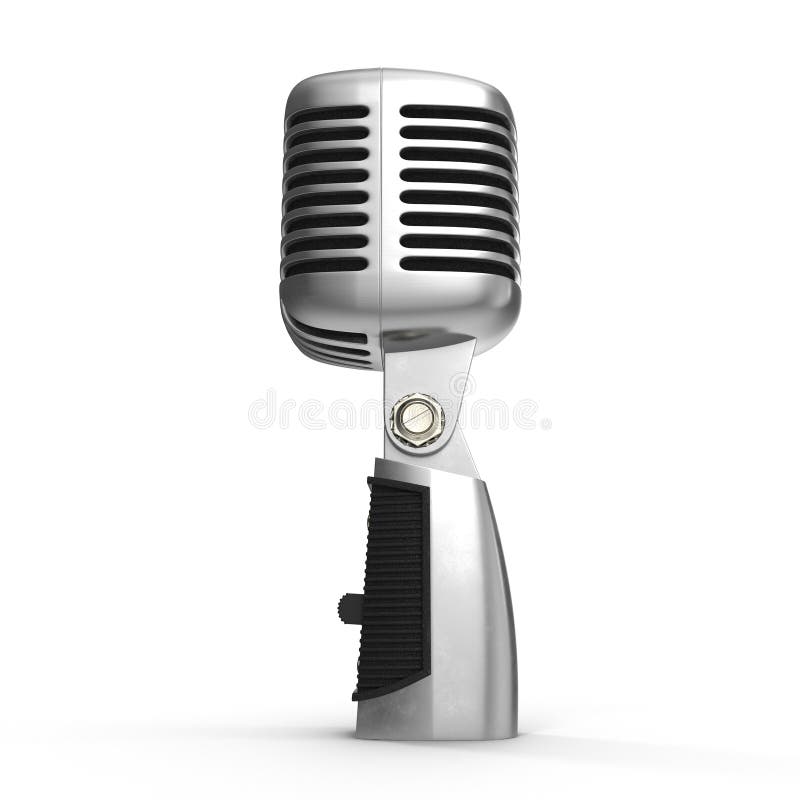 Vintage Microphone Isolated White Side View 3d Illustration Stock ...