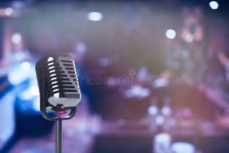 Microphone in Karaoke Club. Space for Text Stock Image - Image of ...