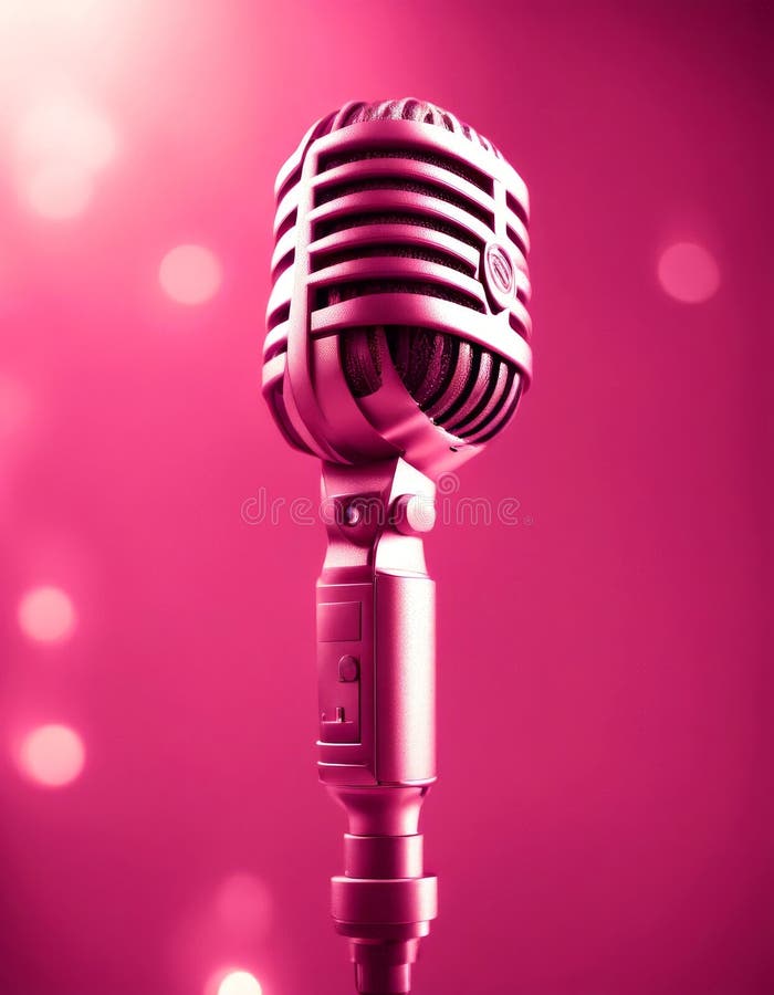 Vintage Microphone Pink Rendering Style Duotone Mock 3d Stock ...