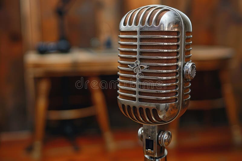 Vintage Microphone Recording Studio Retro Broadcast Stock Illustration ...