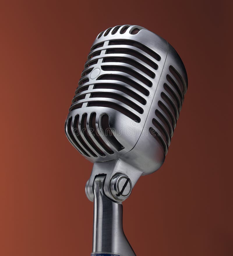 Vintage microphone on red stock image. Image of chrome - 4641959