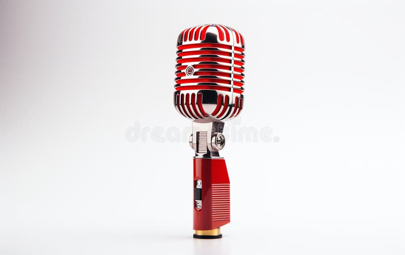 Vintage Microphone Red White Background -Generative Ai Stock ...