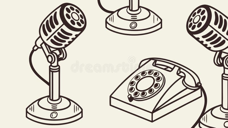Vintage Microphone Rotary Phone Seamless Retro Pattern, Vector Design ...