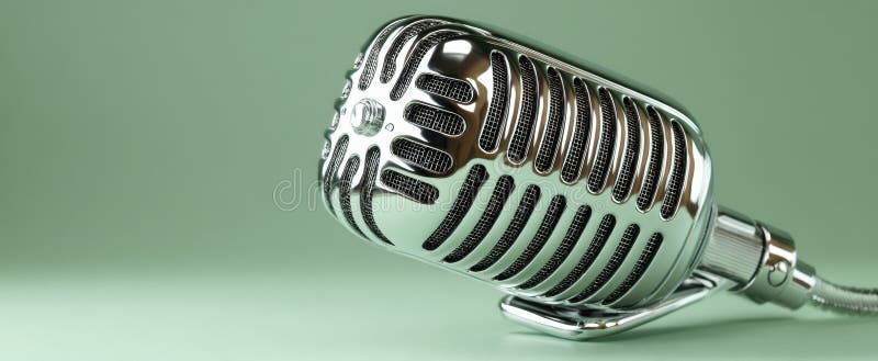 The Vintage Microphone Shining Elegantly on a Soft Green Background..AI ...
