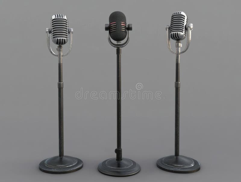 Classic Retro Microphone Stand Music Performance Podcasting Stock ...