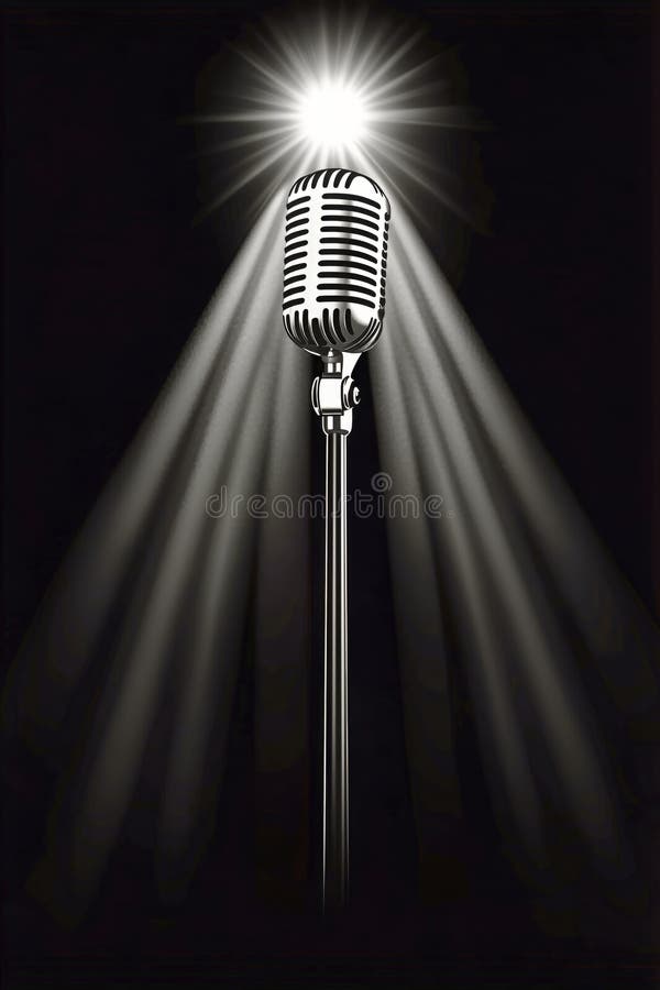 Vintage Microphone Under Spotlight Creates an Inviting Atmosphere for ...