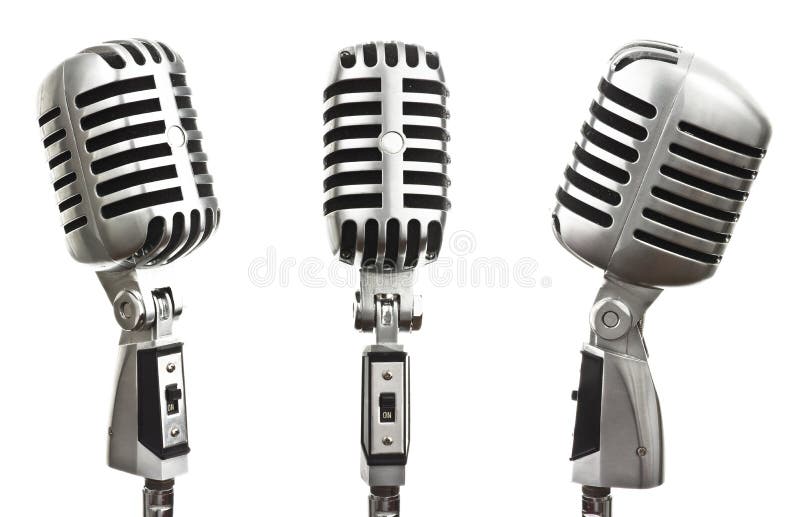 Old microphone collection stock image. Image of radio - 24451359