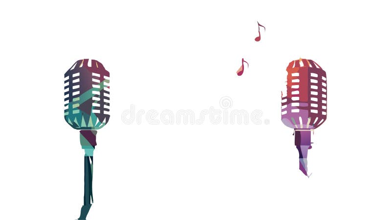 Vintage Microphones with Music Notes Illustration, Audio and Music ...