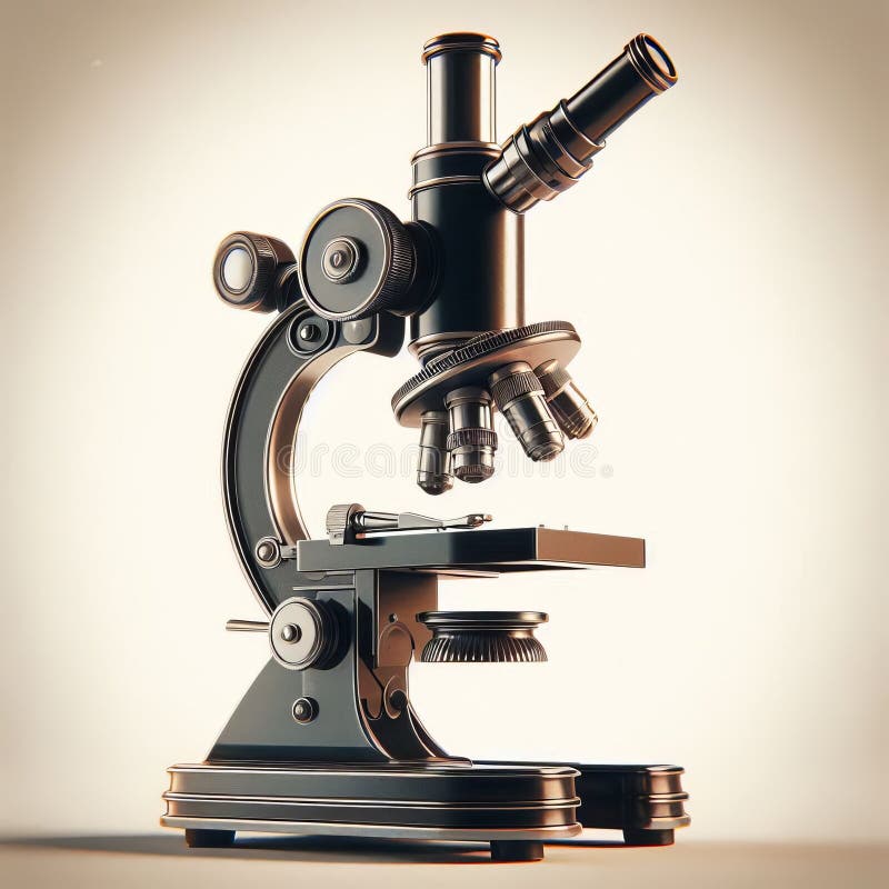 Vintage Microscope a Black Microscope with a Curved Neck a Circu Stock ...