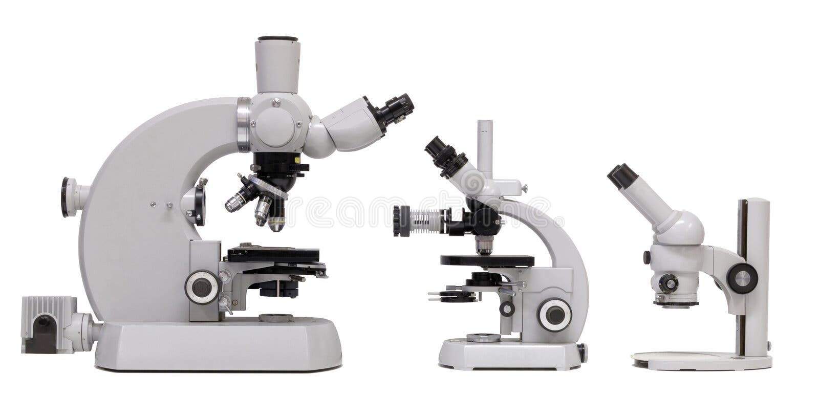 Basic Microscope, Retro Style, Front Side View Stock Photo - Image of ...