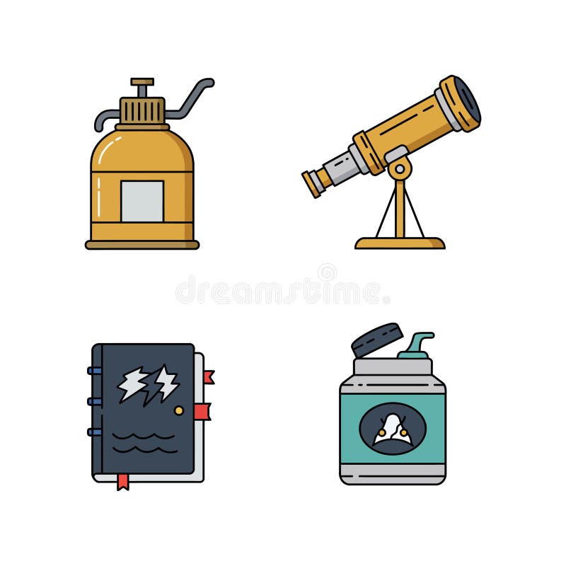 Vintage Microscope Soap Dispenser Telescope and Science Notebook Vector ...