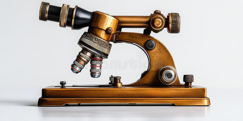 Vintage Microscope on a White Background Highlighting Classic ...