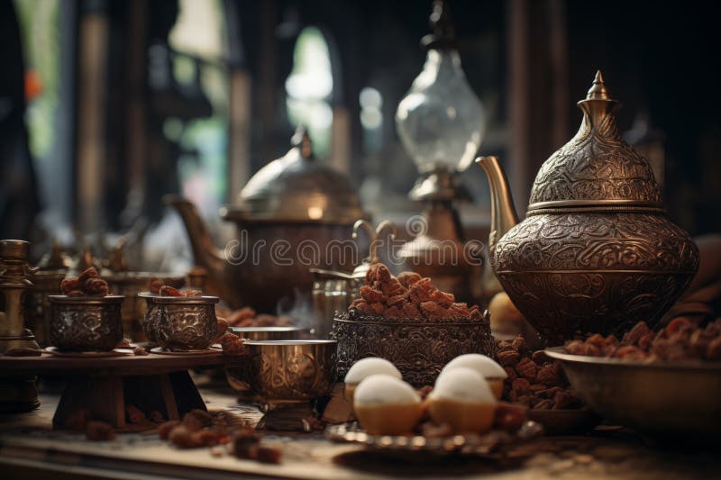 Vintage Middle Eastern Tea Set Amidst Aromatic Spices Stock Image ...