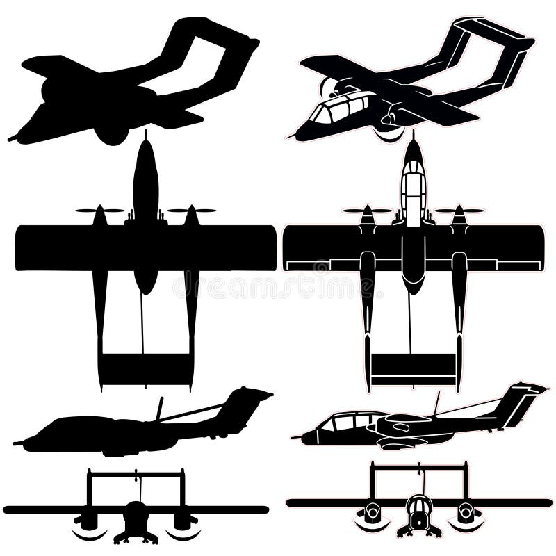 Vintage Military Airplane for Close Air Support - Vector Set Stock ...