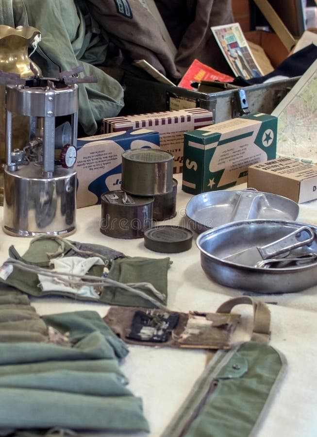 Vintage Military Food and Mess Kits Editorial Photography - Image of ...