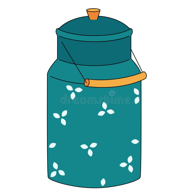 Vintage Milk Can With Simple Patterns And Handle Old Jar Dairy Stock