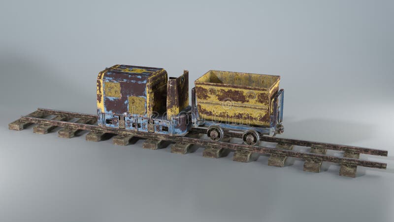 Vintage Miniature Mining Train with Rustic Tracks Stock Photo - Image ...