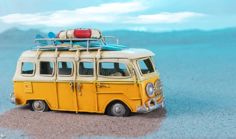 Vintage Miniature Van on the Beach Stock Image - Image of outdoor ...