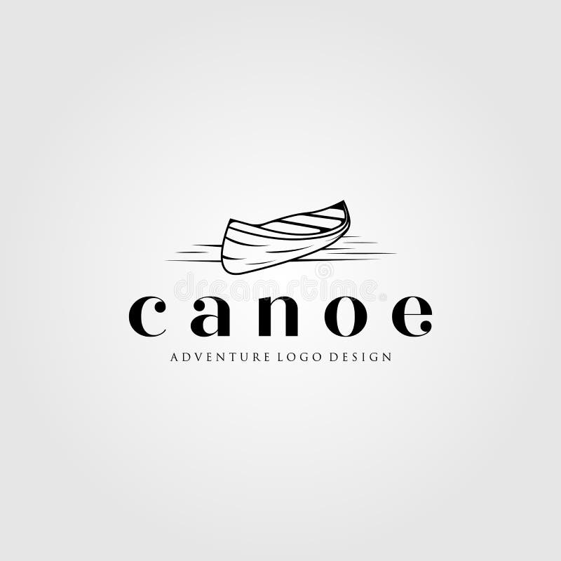 Vintage Minimalist Canoe Hand Drawn Logo Vector Design Stock Vector ...
