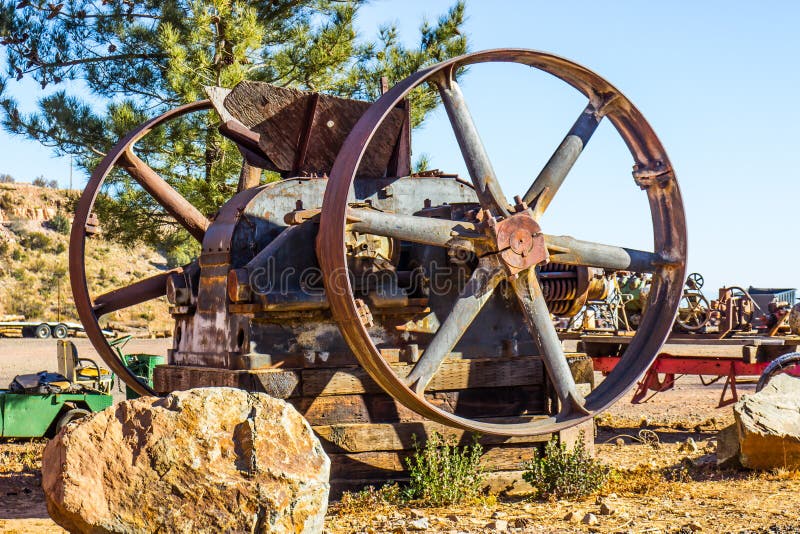 Old Mining Wheel in Sierra Foothills Stock Image - Image of metal ...