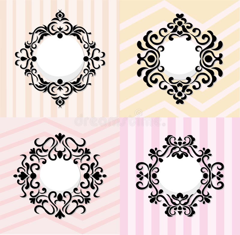 Vintage Mirror Frames Set. Vector Collection of Round and Square ...