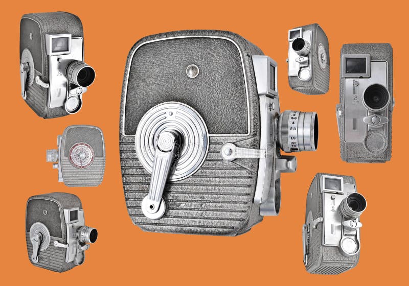 Vintage 8mm Cameras in Retro Layout Stock Photo - Image of ...