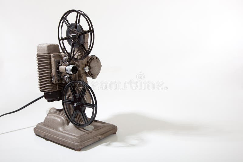 Old Film Projector Isolated on White Stock Image - Image of film ...