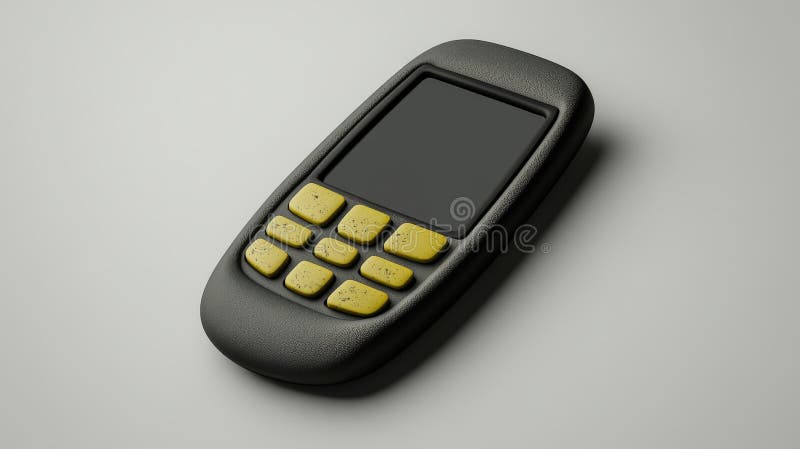 Vintage Mobile Phone with Yellow Buttons, Displaying Retro Design and ...
