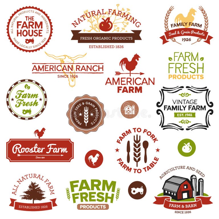 Vintage and Modern Farm Labels Stock Vector - Illustration of fresh ...