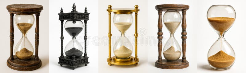 Vintage and Modern Hourglasses Isolated on White Stock Illustration ...