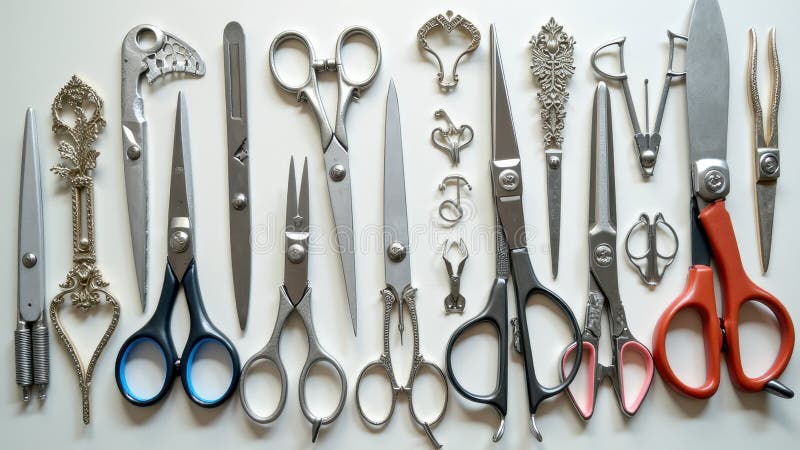 Vintage and Modern Scissors Collection on White Background Stock ...
