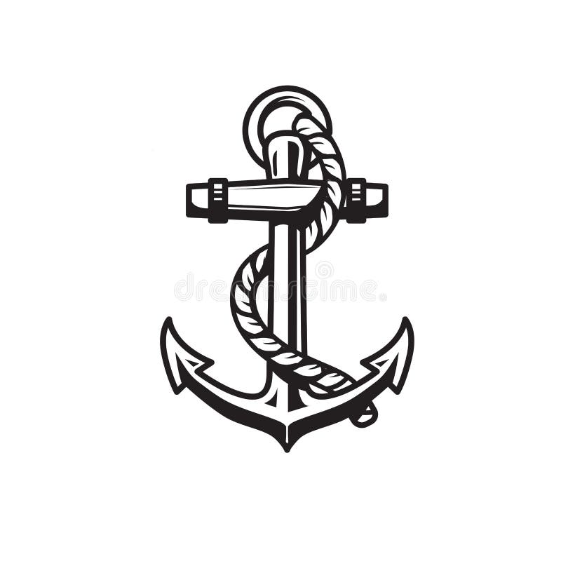 Vintage Monochrome Ship Anchor Vector Stock Vector - Illustration of ...