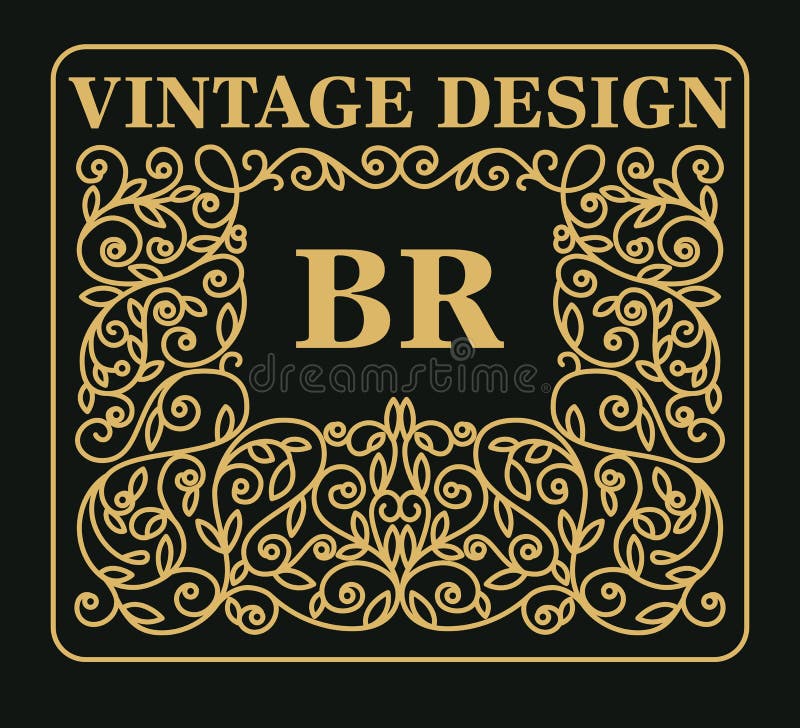 Vintage Monogram Design on Dark Background Stock Vector - Illustration ...