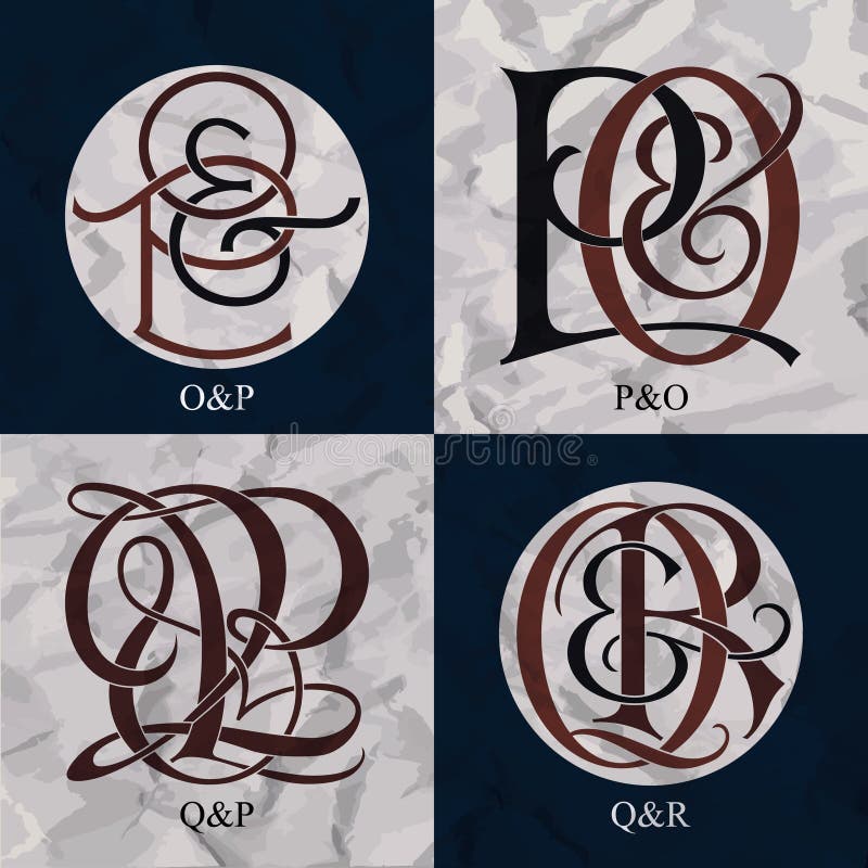 Vintage Monograms - 4 sets stock vector. Illustration of antique - 66941979