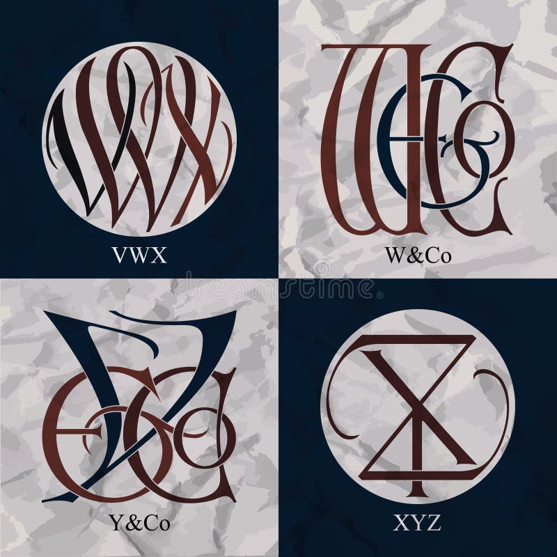 Vintage Monograms - 4 sets stock vector. Illustration of handicraft ...
