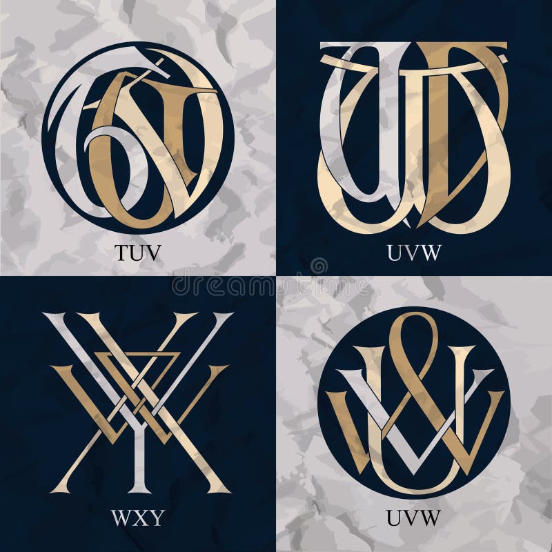 Vintage Monograms - 4 sets stock vector. Illustration of letters - 66942016