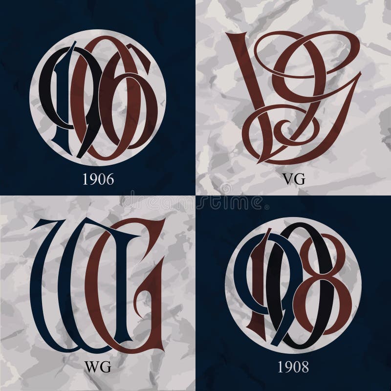 Vintage Monograms - 4 sets stock vector. Illustration of elegance ...