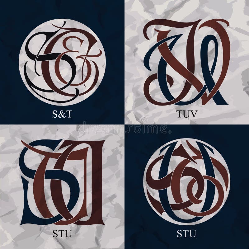 Vintage Monograms - 4 sets stock vector. Illustration of insignia ...
