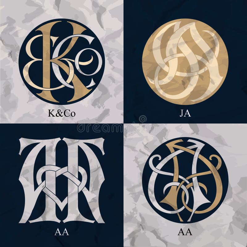 Vintage Monograms - 4 sets stock vector. Illustration of classic - 66942107