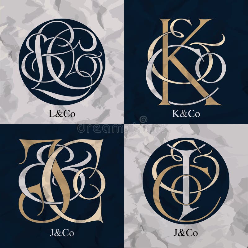 Vintage Monograms - 4 sets stock vector. Illustration of individual ...
