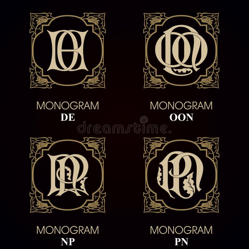 Vintage Monograms - 4 sets stock vector. Illustration of initials ...
