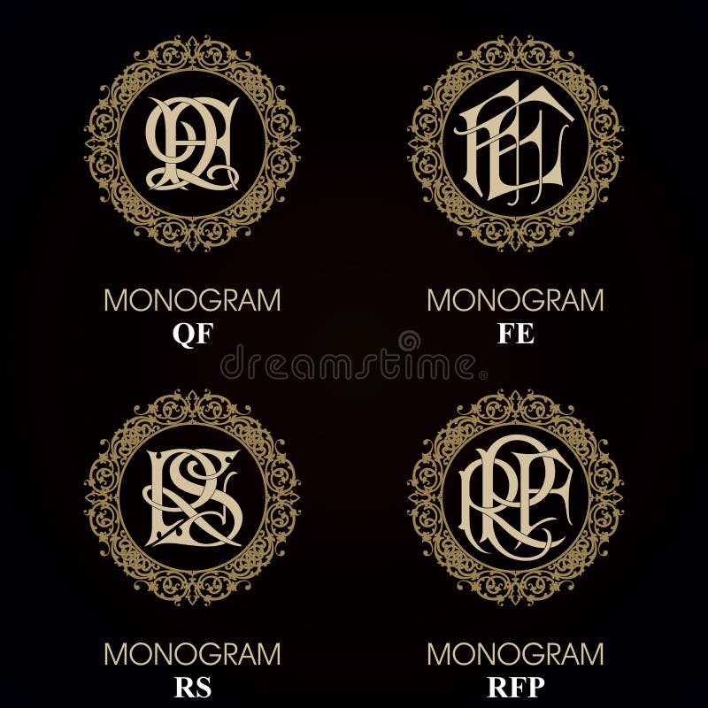 Vintage Monograms - 4 sets stock vector. Illustration of classic - 67595450