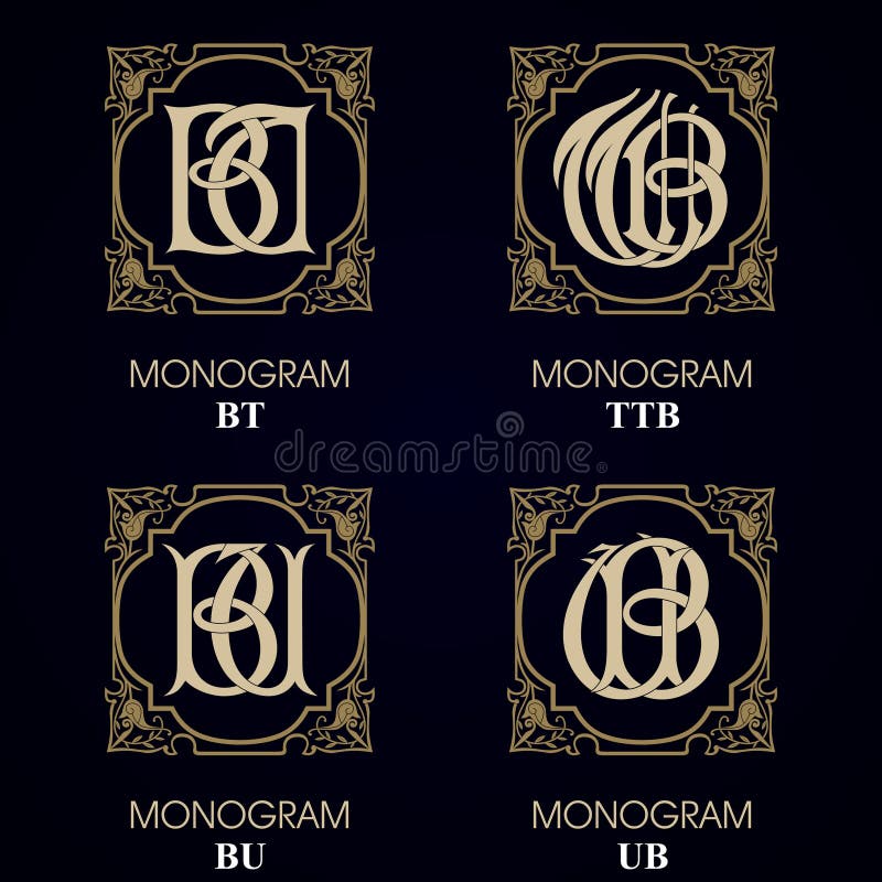 Vintage Monograms - 4 sets stock vector. Illustration of personal ...