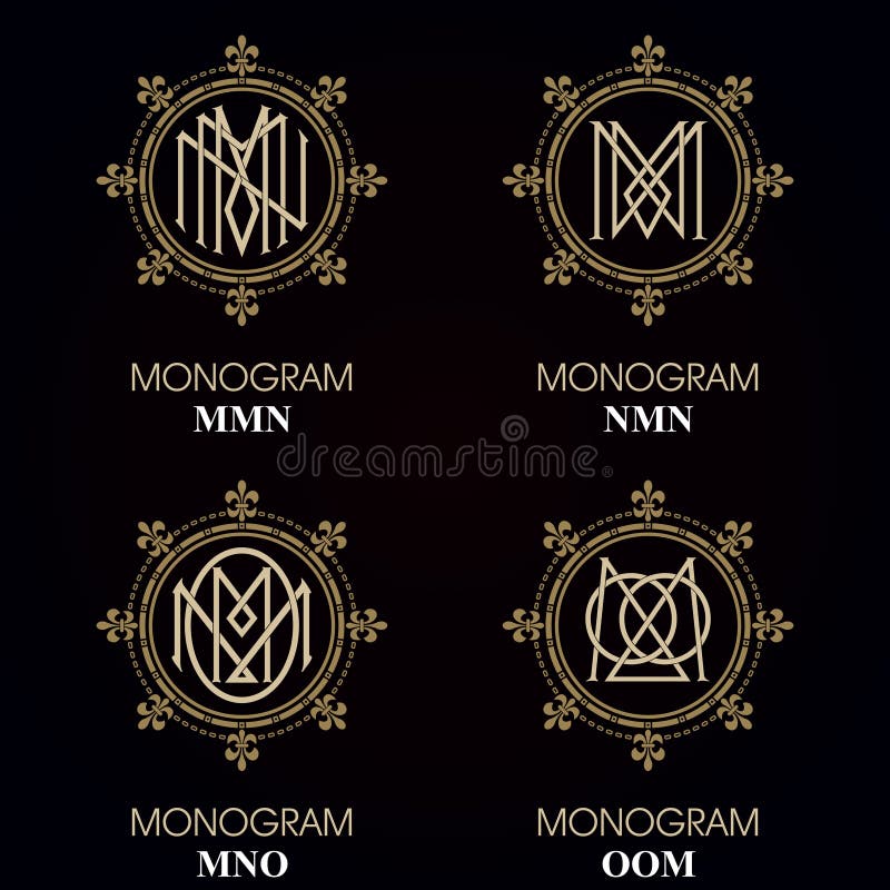 Vintage Monograms - 4 sets stock vector. Illustration of individual ...