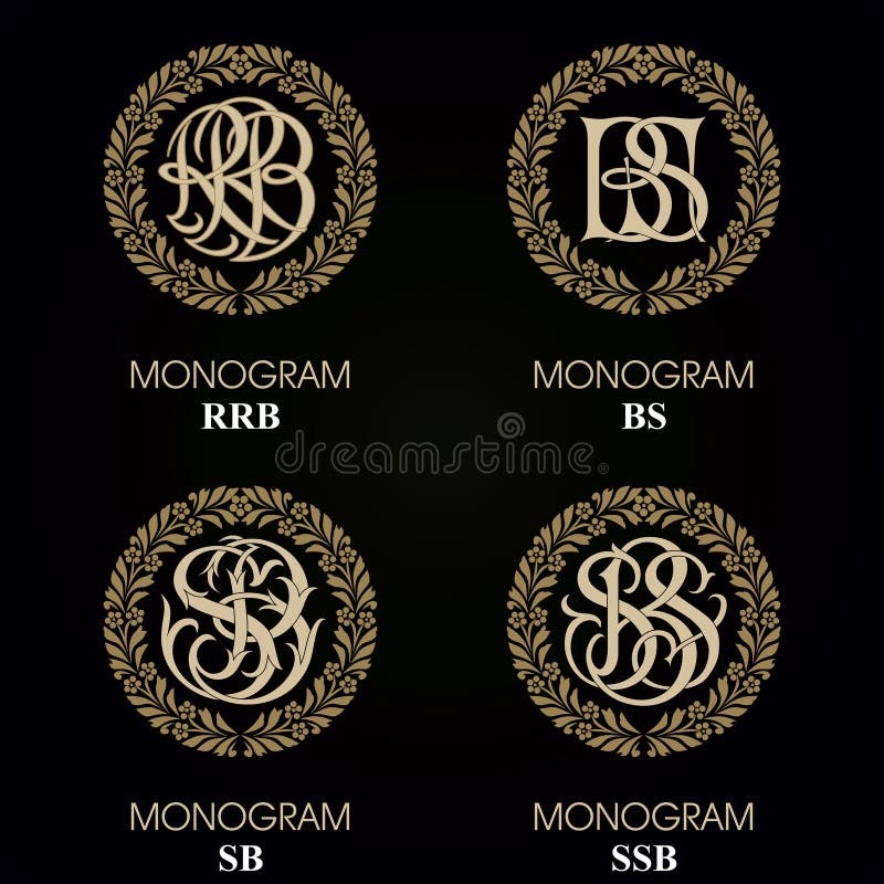 Vintage Monograms - 4 sets stock vector. Illustration of insignia ...