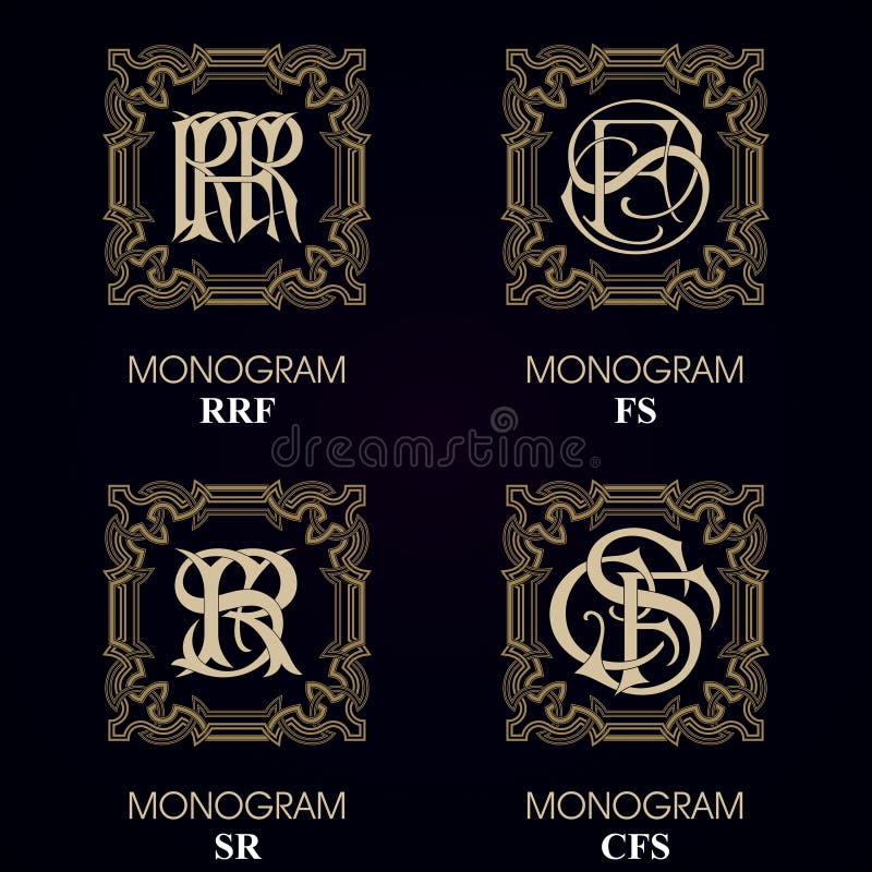 Vintage Monograms - 4 sets stock vector. Illustration of calligraphy ...