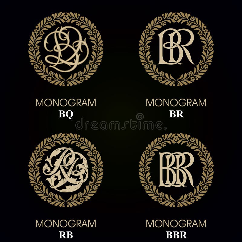 Vintage Monograms - 4 sets stock vector. Illustration of initials ...
