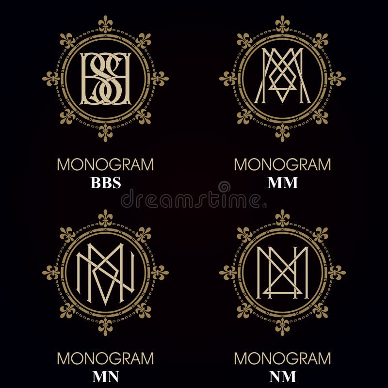 Vintage Monograms - 4 sets stock vector. Illustration of antique - 67598421